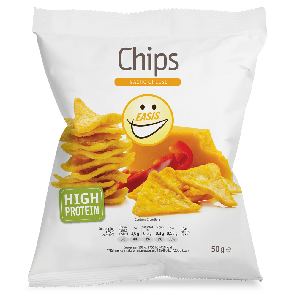 Protein crisps with cheese flavor, nacho cheese crisps